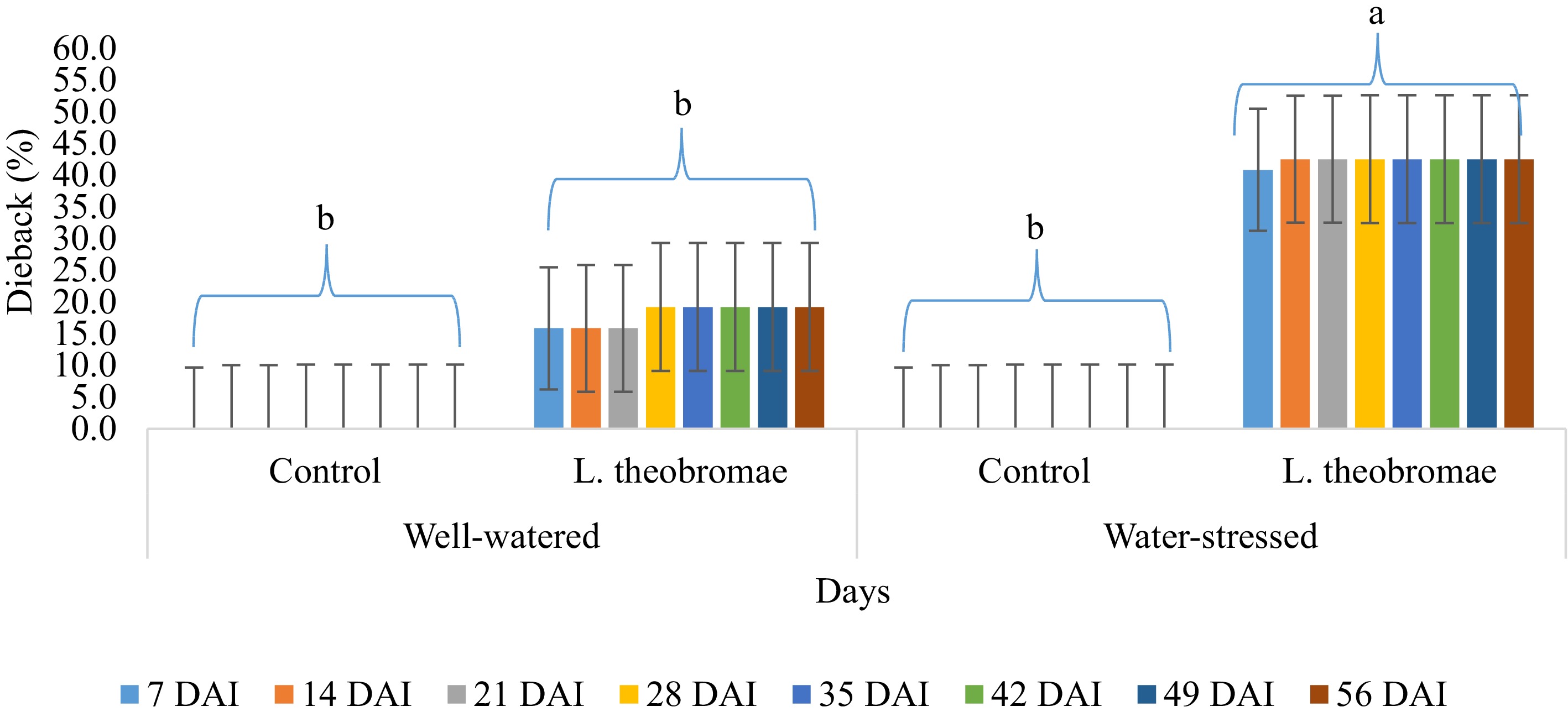 Effect of drought stress on dieback disease development under ...