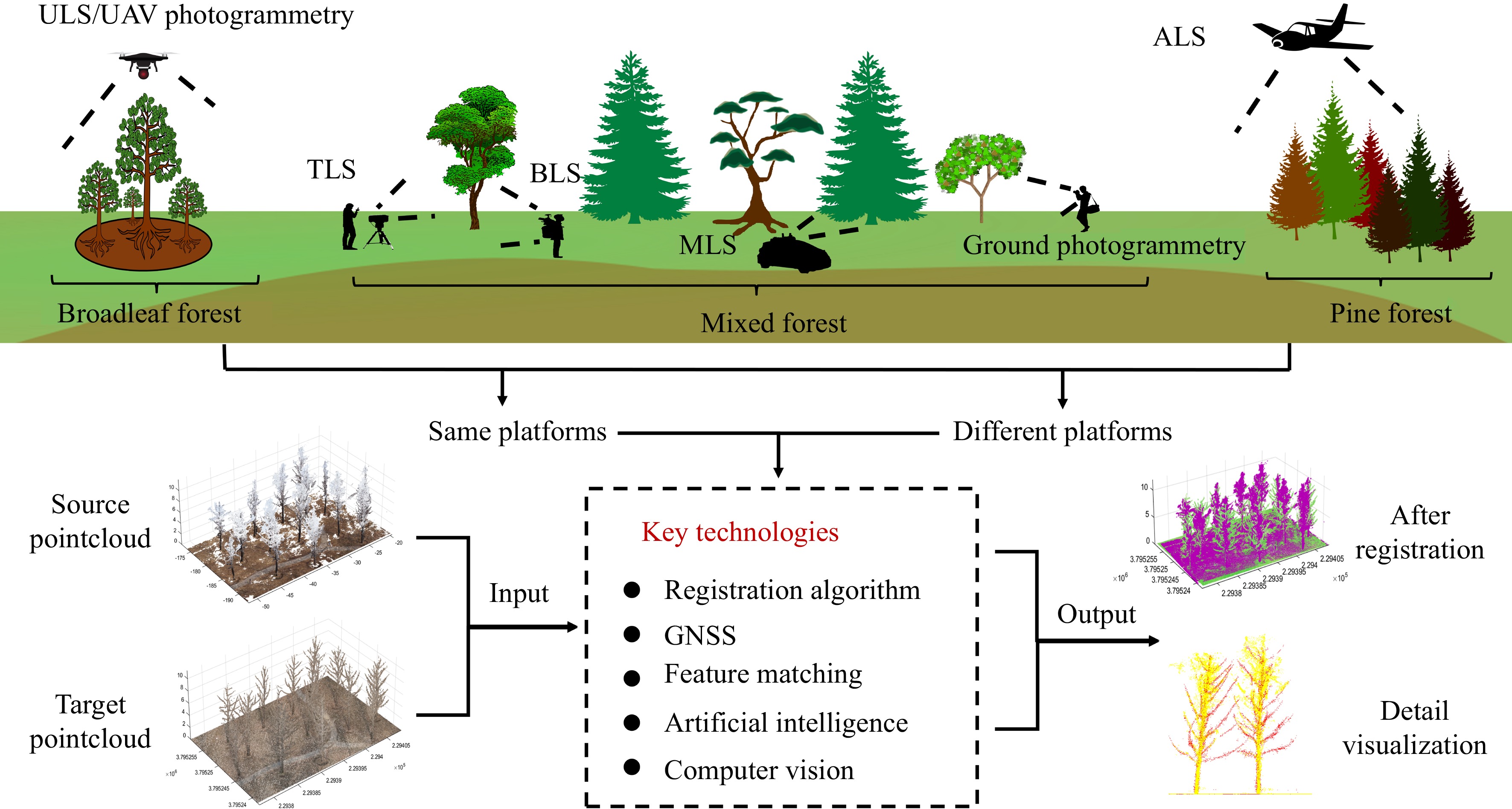 Forest point cloud registration a review